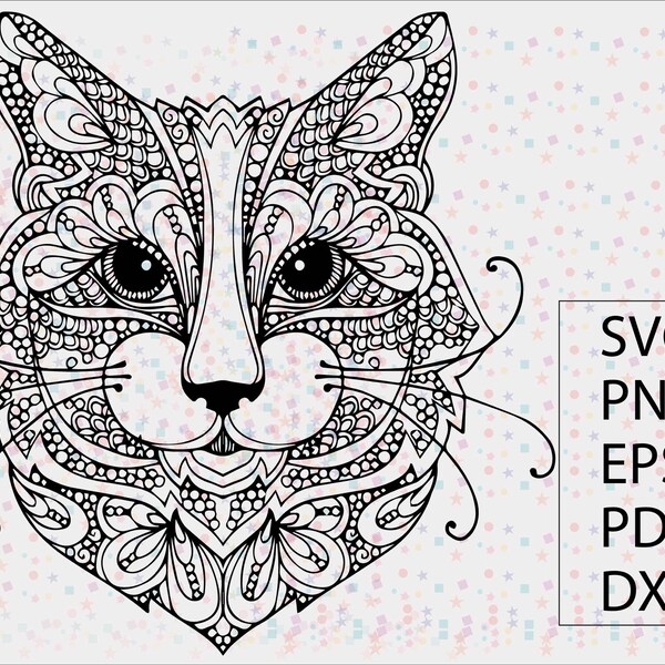 Cat Zentangle - Etsy