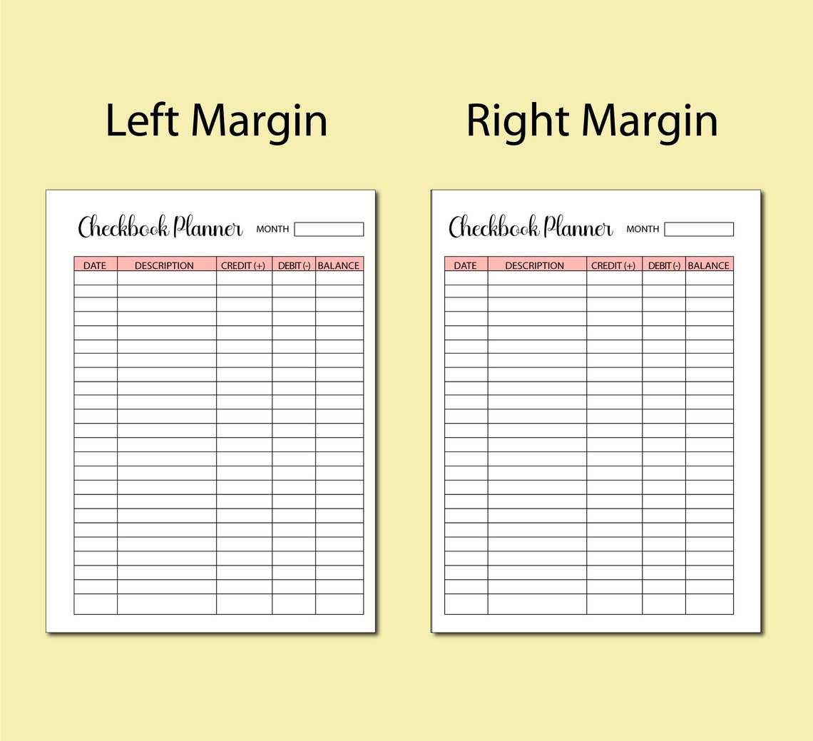 Checkbook Planner Printable Check List Pages Transaction - Etsy