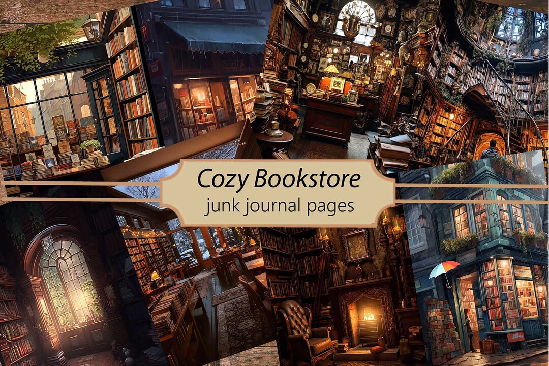 Cozy Bookstore Junk Journal Pages / Vintage Ephemera /reading Collage ...