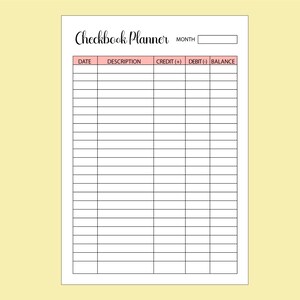 Checkbook Planner Printable | Check List Pages | Transaction Register ...