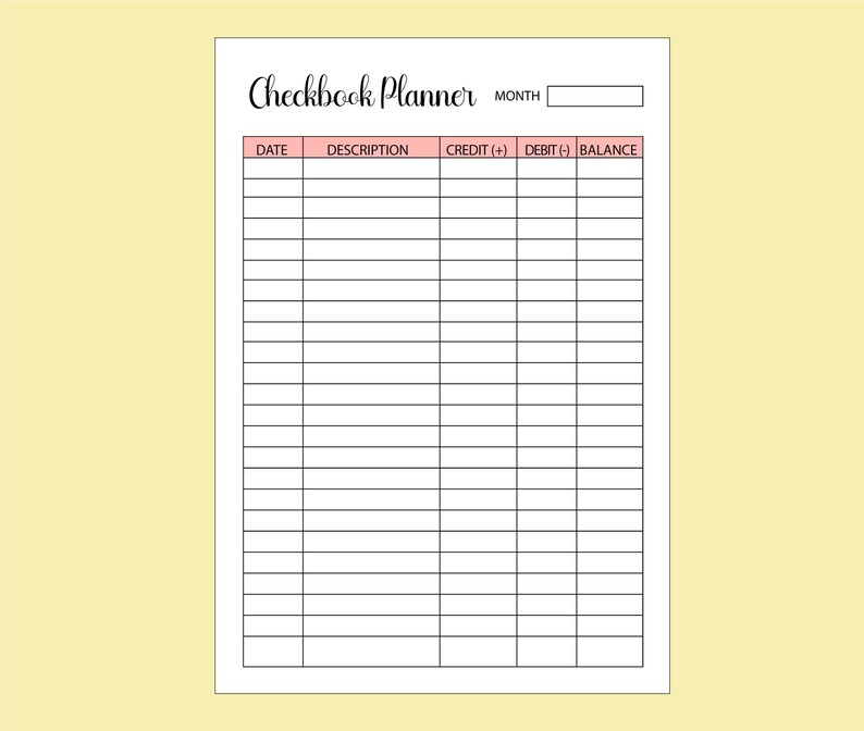 Checkbook Planner Printable Check List Pages Transaction - Etsy