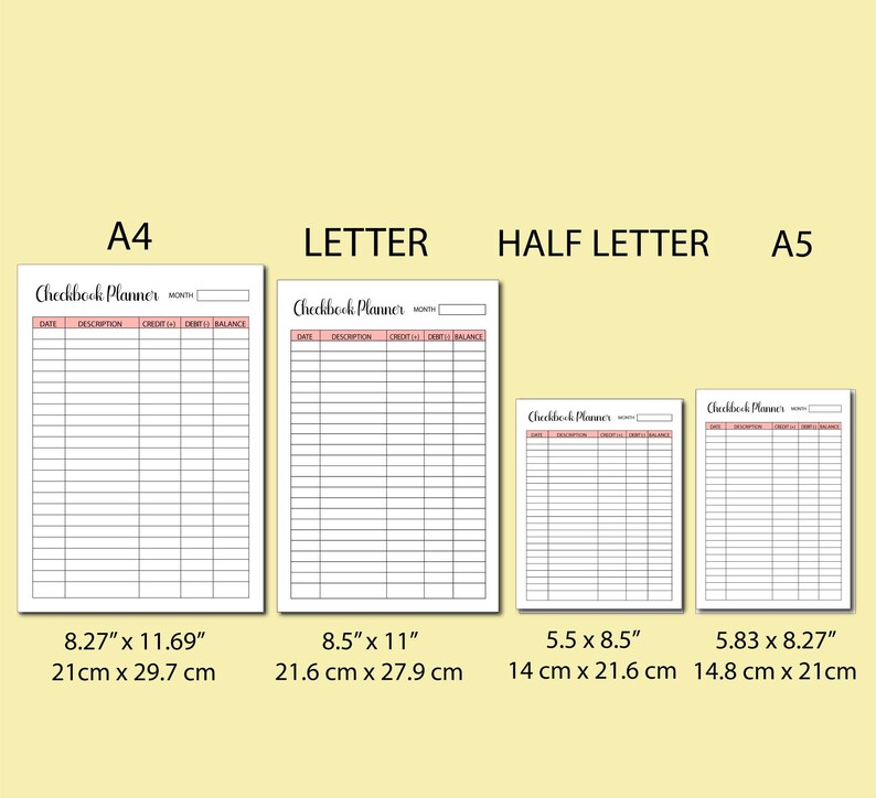 Checkbook Planner Printable Check List Pages Transaction - Etsy