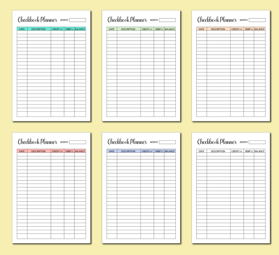 Checkbook Planner Printable Check List Pages Transaction - Etsy