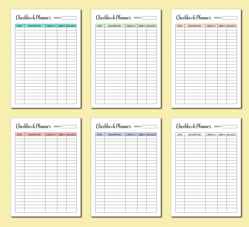 Checkbook Planner Printable Check List Pages Transaction - Etsy