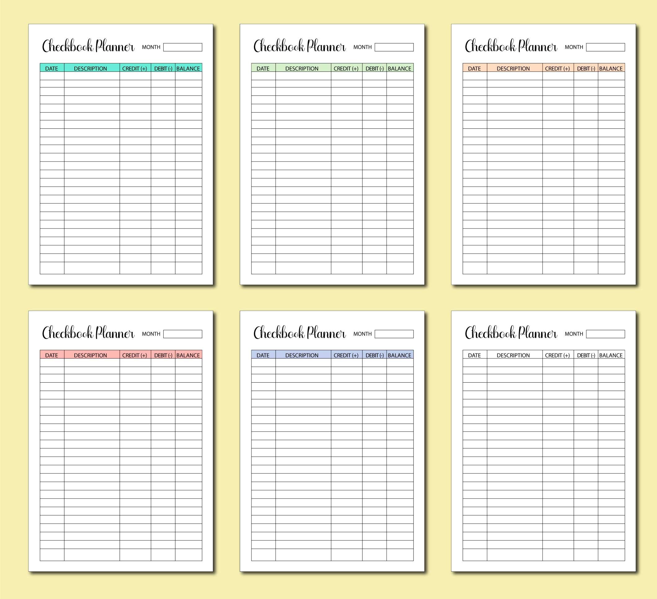 Checkbook Planner Printable Check List Pages Transaction - Etsy