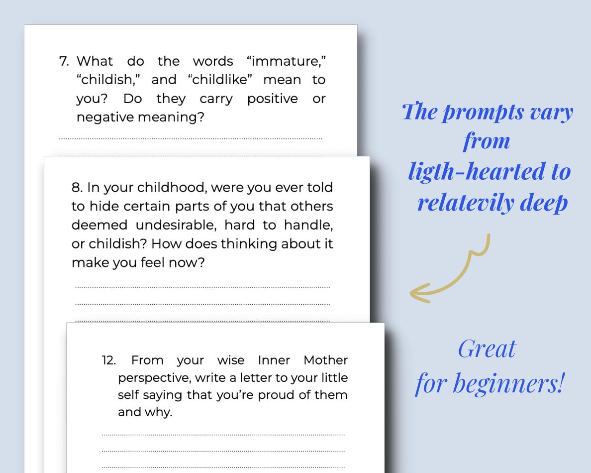 Inner Child Journal Prompts Shadow Work Therapy Printable - Etsy