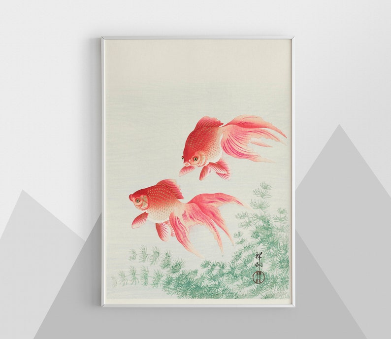 Rare Japanese PRINTABLE ART Veil Goldfish by Ohara Koson | Etsy