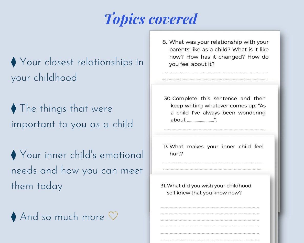 Inner Child Journal Prompts Shadow Work Therapy Printable - Etsy