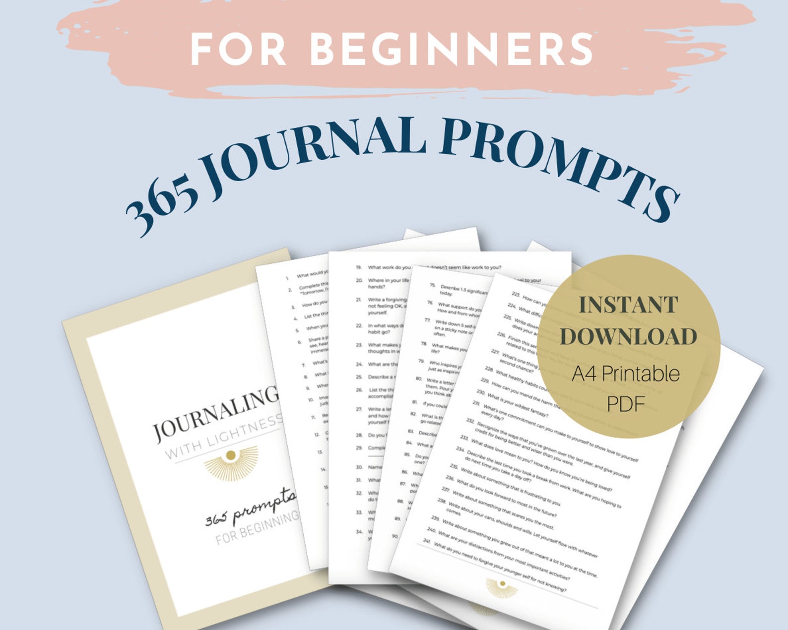 365 Journal Prompts for Beginners Printable Journal Pages - Etsy