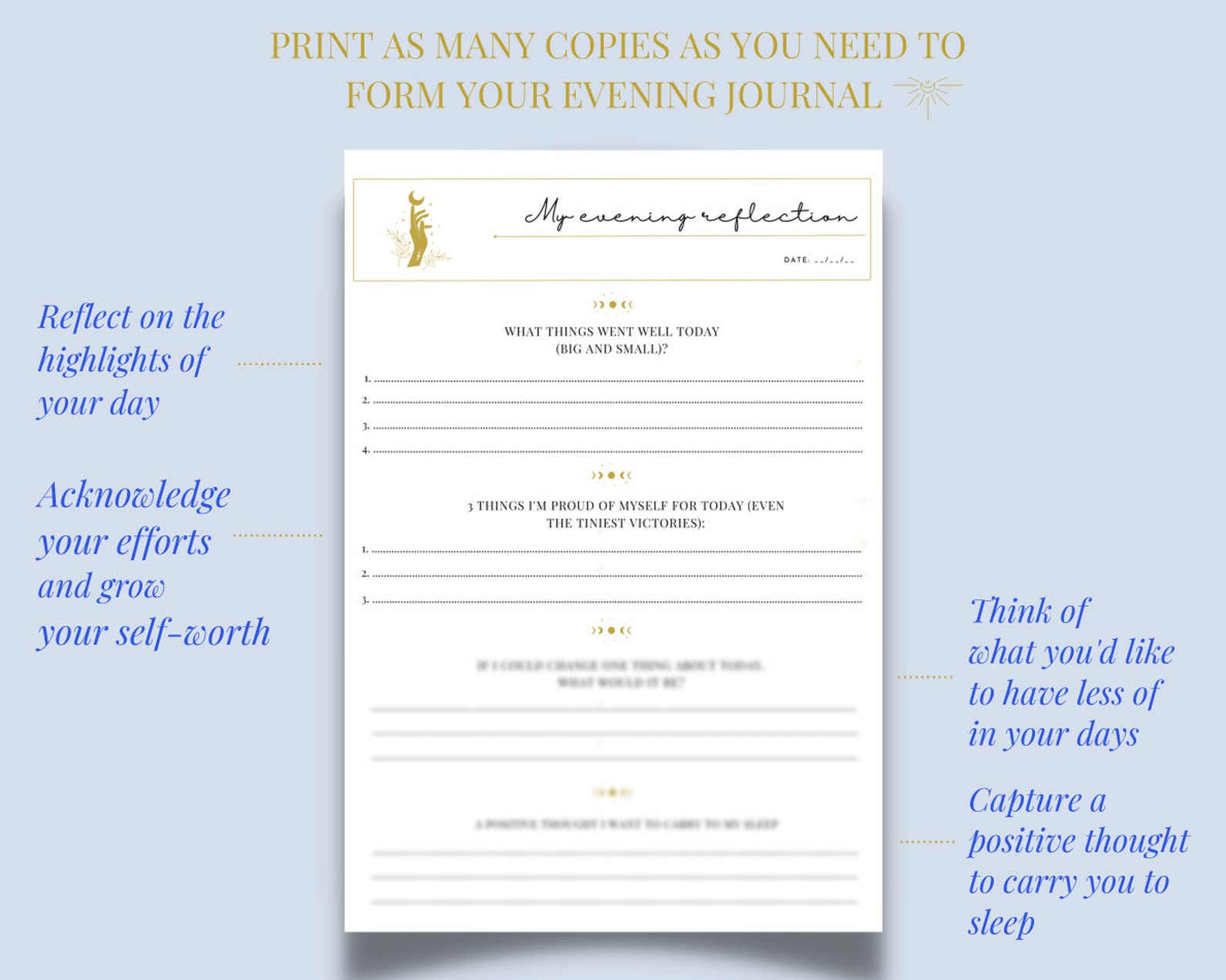 Evening Self-reflection Journal Template, Self Reflection Journal ...