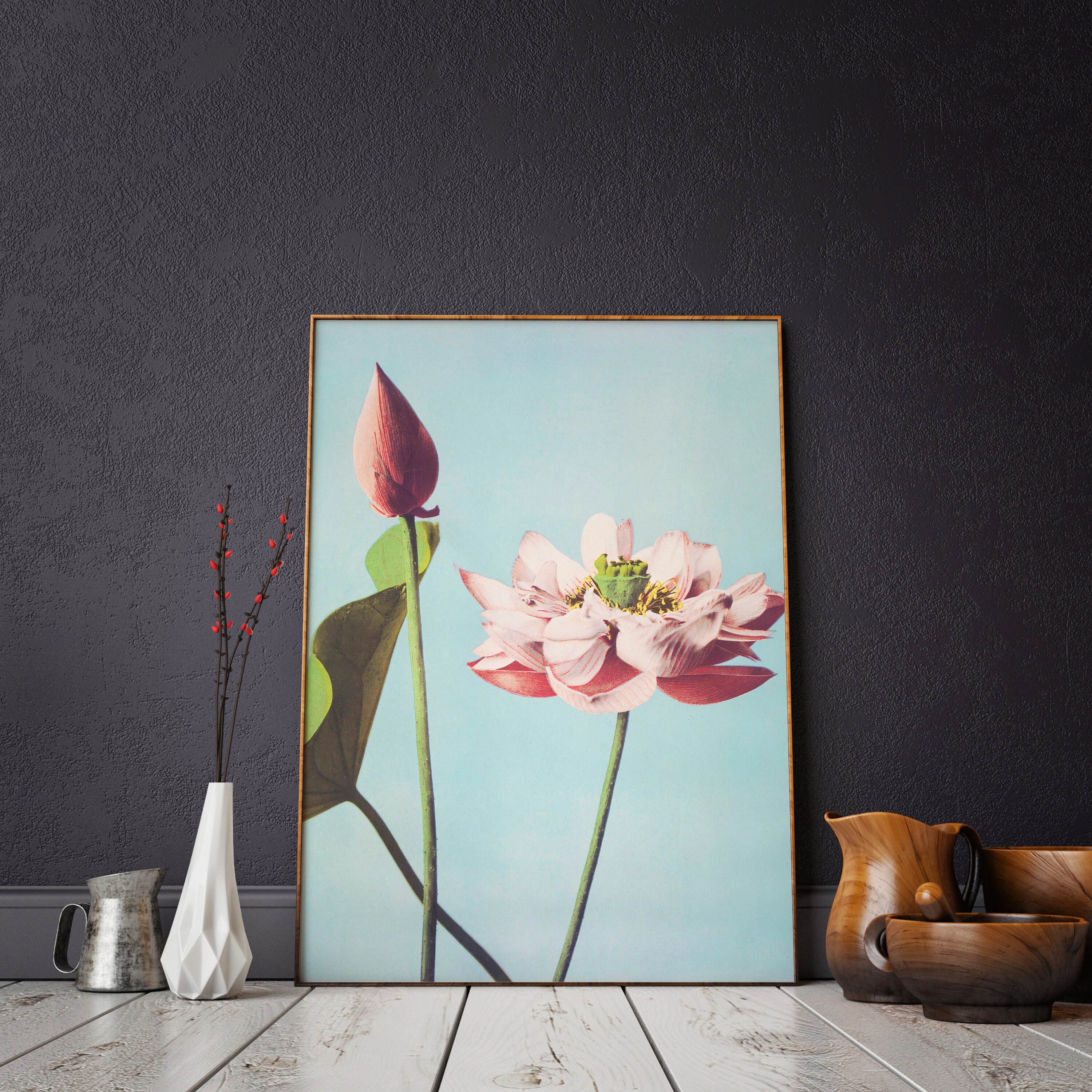 Japanese PRINTABLE ART Lotus Flowers by Ogawa Kazumasa - Etsy