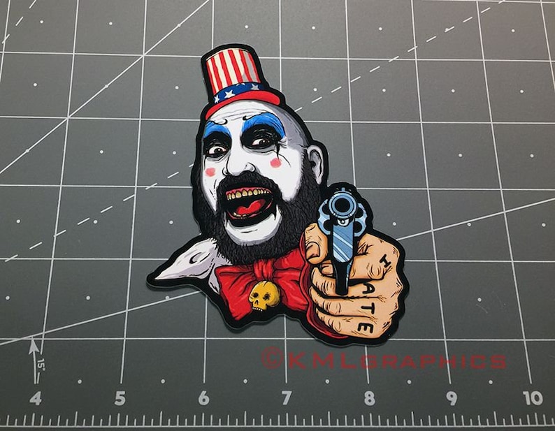 Captain Spaulding W/ Revolver Vinyl Decal Sticker Horror Movie ...