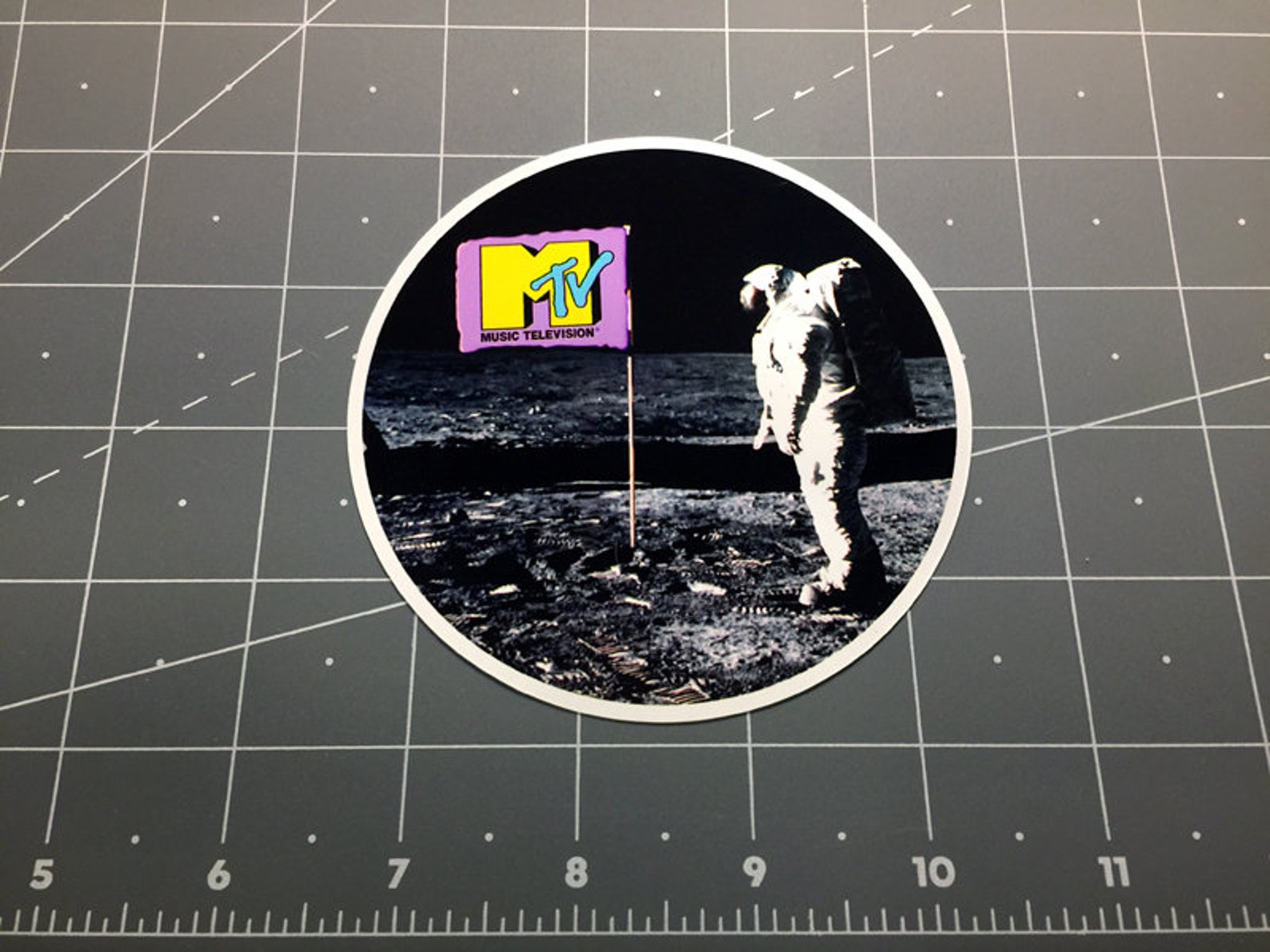 Mtv Moon Man Landing Flag 80's 90's Decal Sticker DJ VJ Old School ...