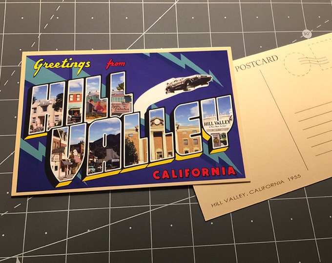 Back to the Future Hill Valley 1955 Postcard Custom Movie Prop Delorean ...