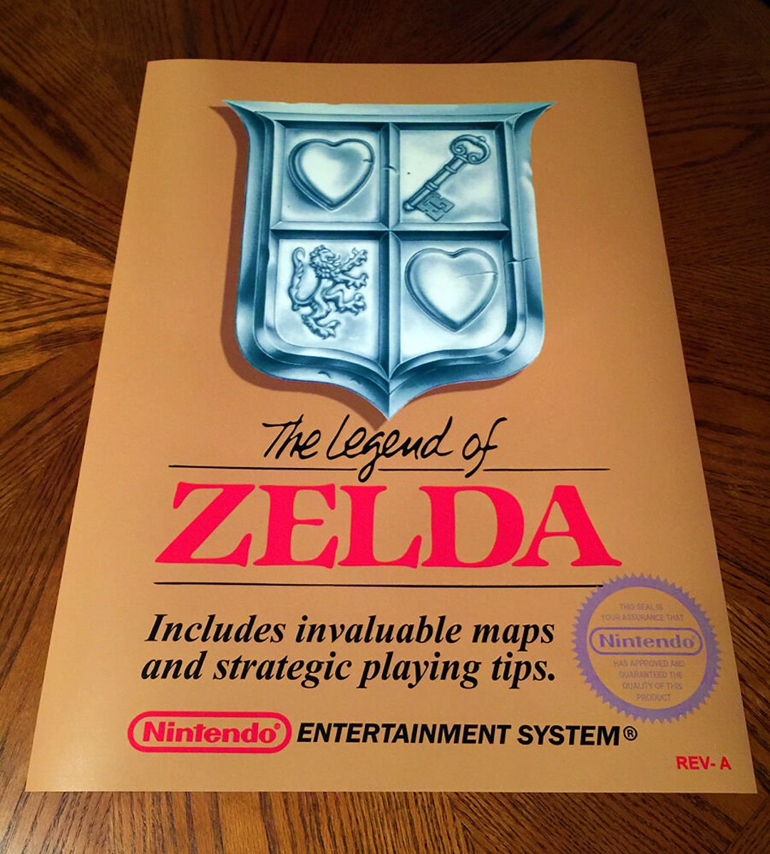 The Legend of Zelda NES WALL POSTER Video Game Print Nintendo 80s Vtg ...