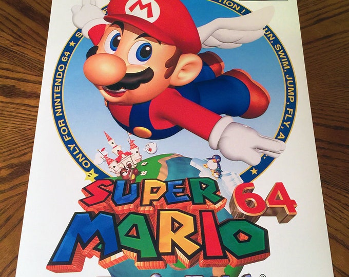 Super Mario 64 Jpn WALL POSTER Box Art Retro Video Game 24" Poster ...