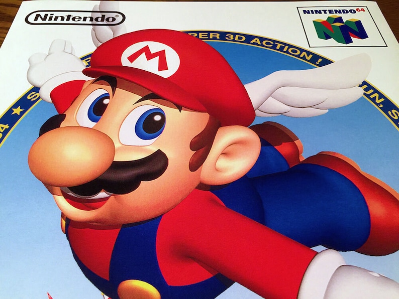 Super Mario 64 Jpn WALL POSTER Box Art Retro Video Game 24" Poster ...