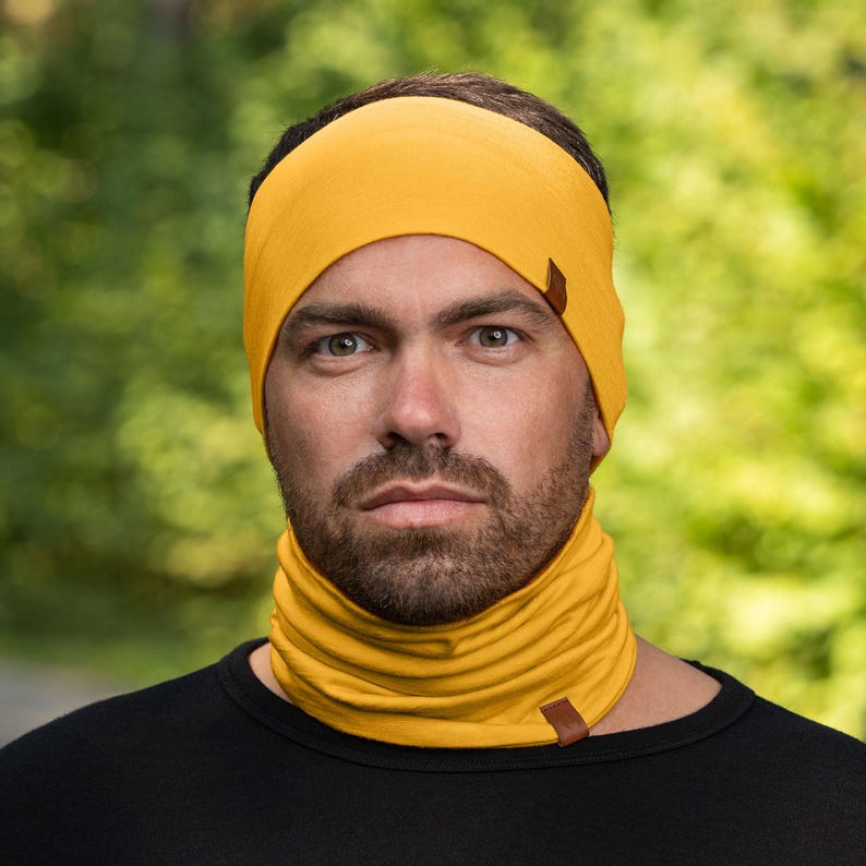 Merino Wool Two Piece Set of Neck Gaiter & Headband for Women Unisex ...