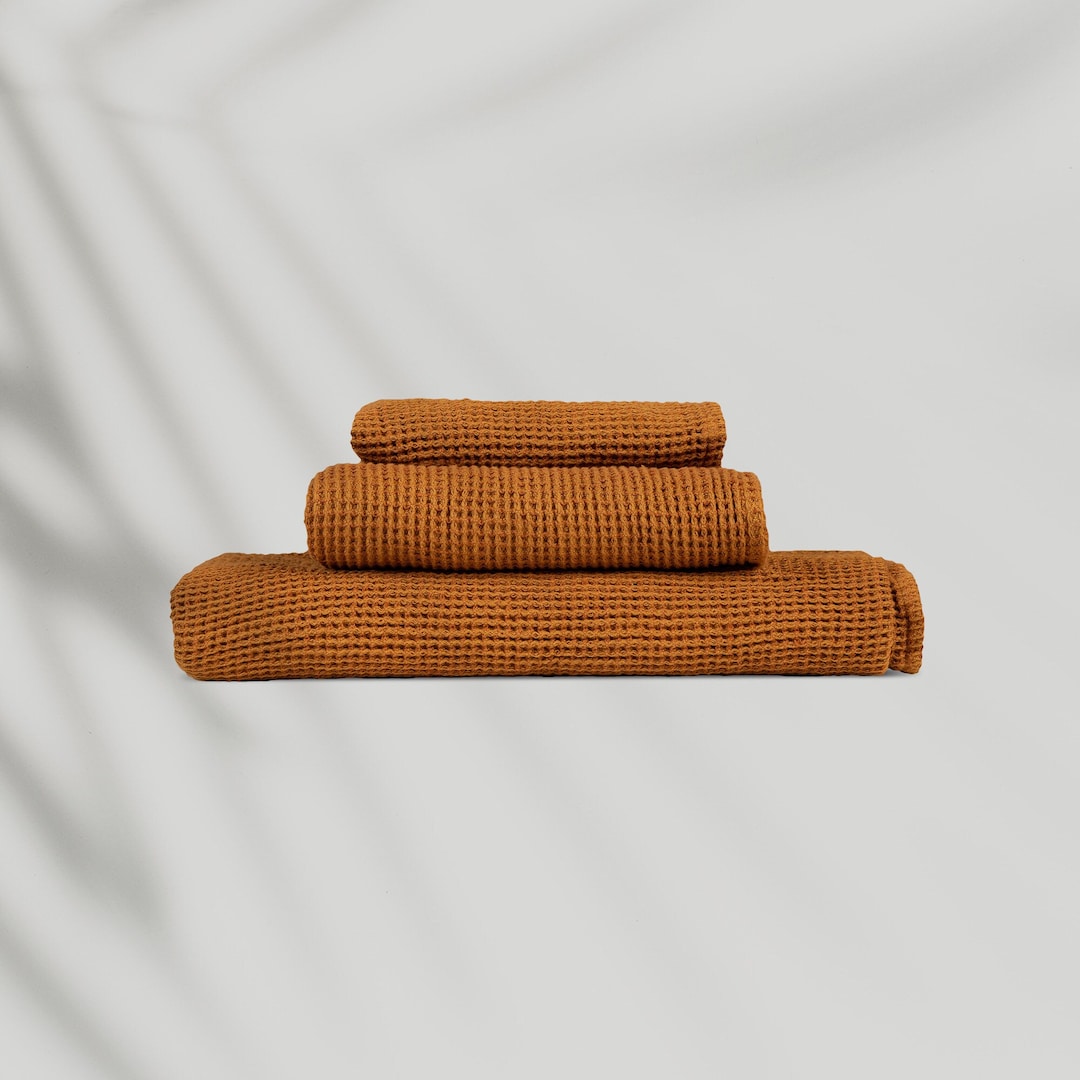 3 Pack Linen Waffle Bath Towels Waffle Weave Bath Towels Bathroom ...