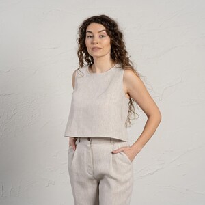 Cross Back Top Crop Top Pinafore Cross Back Top Linen Top Linen Blouse ...