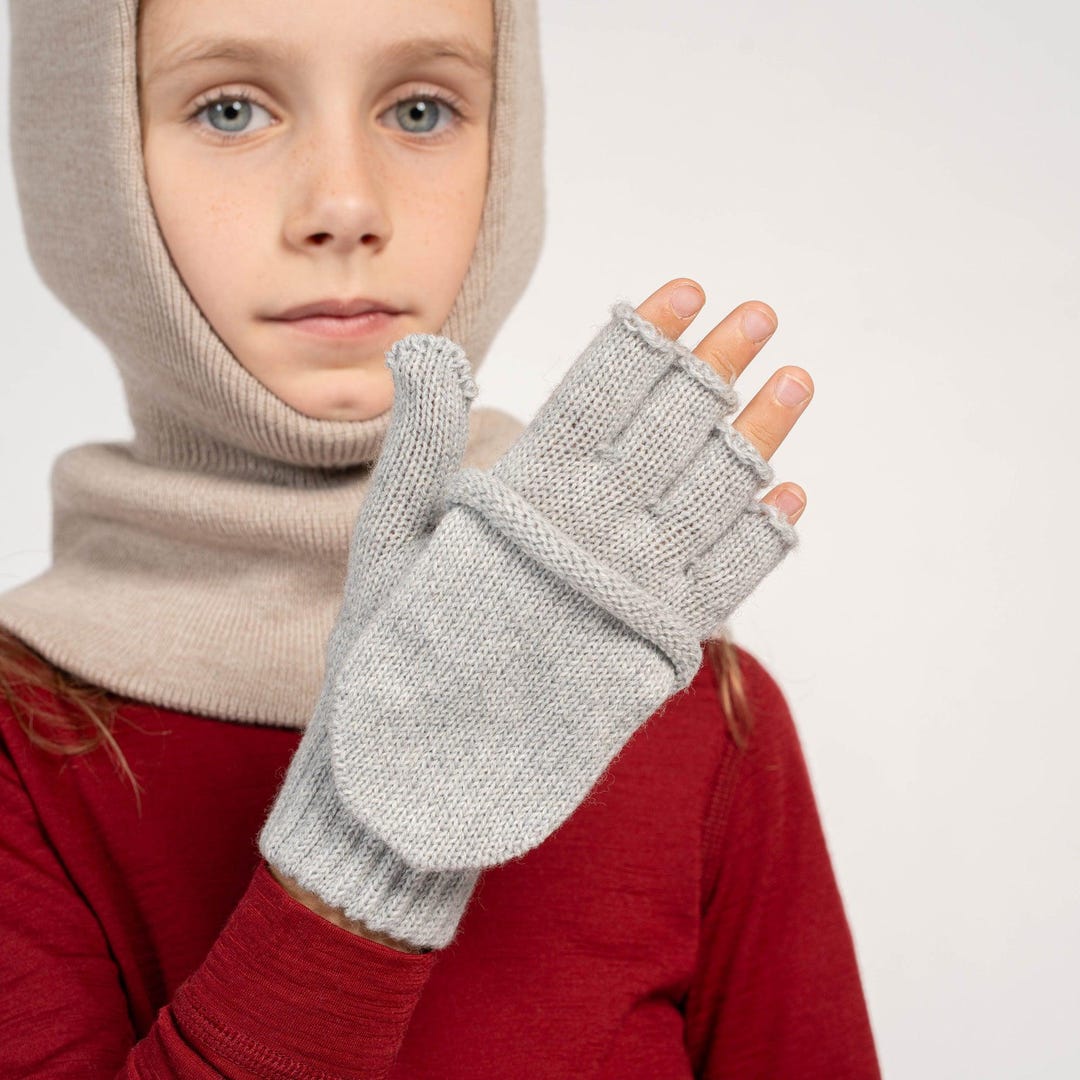 Kids Fingerless Gloves Merino Wool Knit Gloves Wool Gloves Kids ...