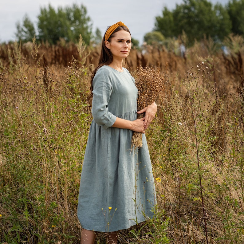 Natural 100% Linen Dress for Women Smock Dress Summer Dress Vacation ...