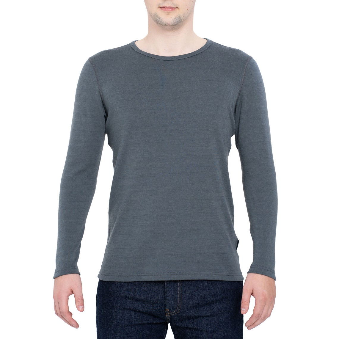 Merino Wool Long Sleeve Shirt for Men Crewneck Sweatshirt Outdoor ...