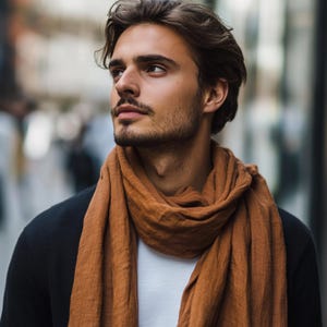 Mens Scarf Scarves for Men Linen Men Scarf Extra Long Men Scarf ...