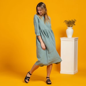 Natural 100% Linen Dress for Women Smock Dress Summer Dress Vacation ...
