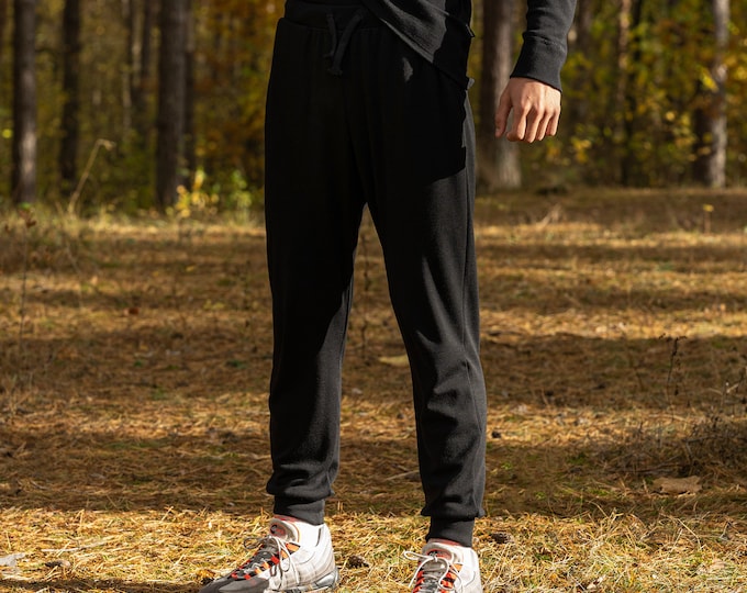 Merino Wool Sweatpants Jogger for Men Breathable Soft Lounge Pants ...