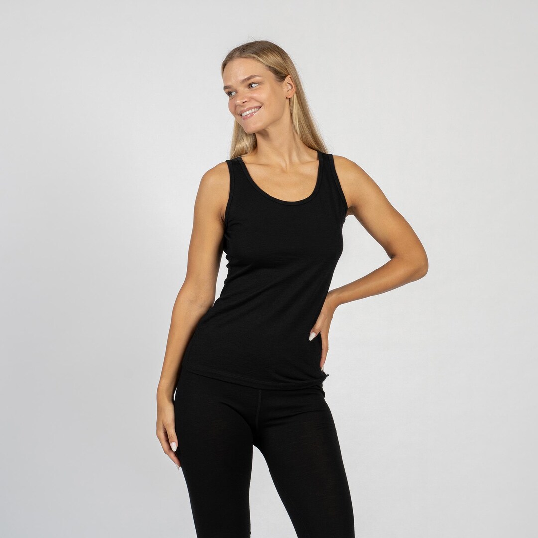 Women's Merino Wool Tank Top & Yoga Leggings Two Piece Set Workout ...