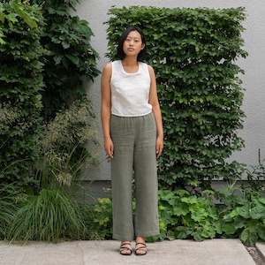 Cross Back Top Crop Top Pinafore Cross Back Top Linen Top Linen Blouse ...