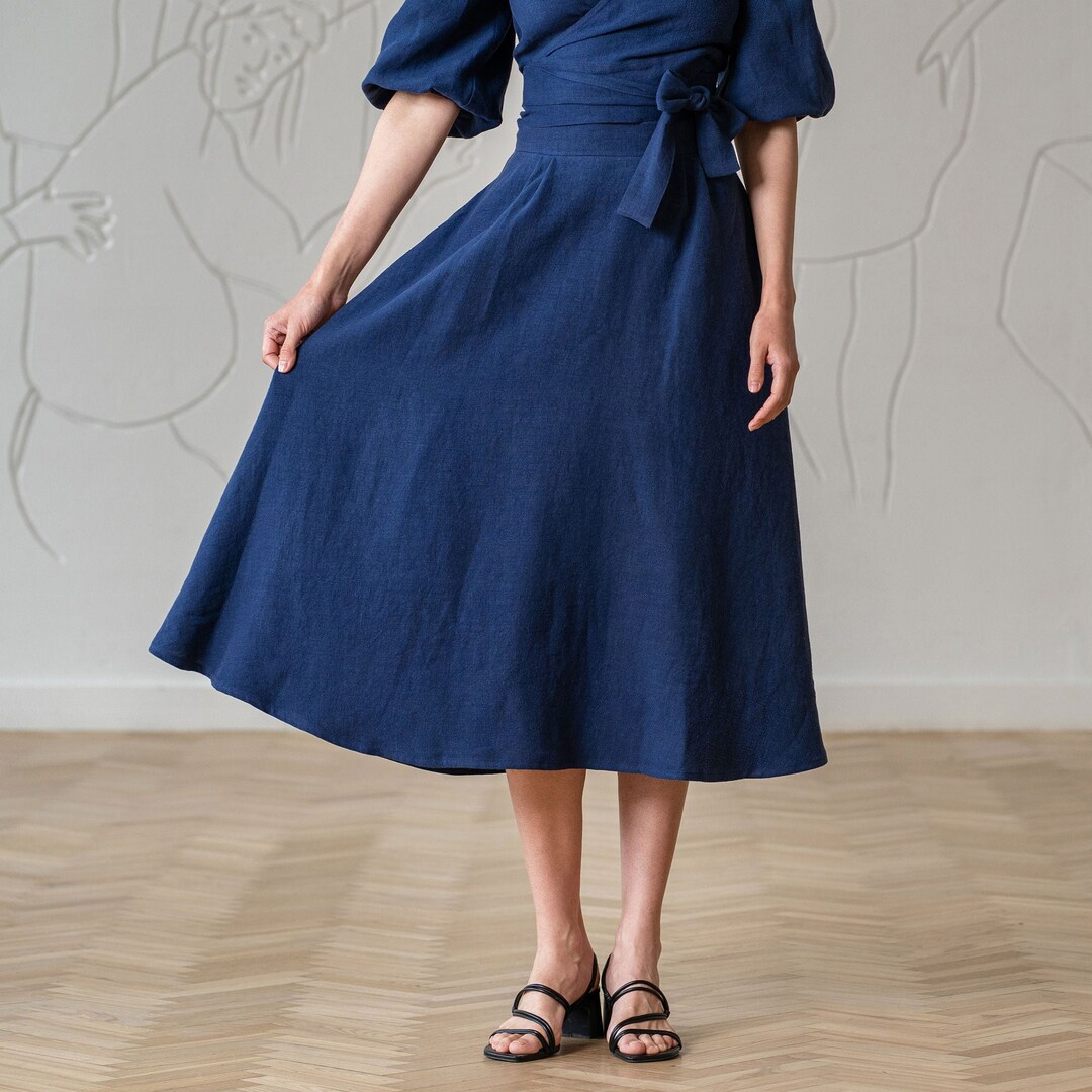 Circle Skirt Midi Circle Skirt Linen Circle Skirt Vintage Skirt Boho ...