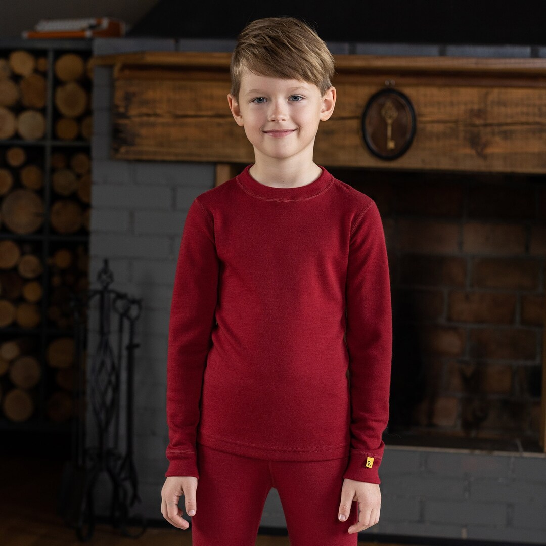 Toddler Sweater Merino Wool Kids Thermal Base Layer Long Sleeve Shirt ...