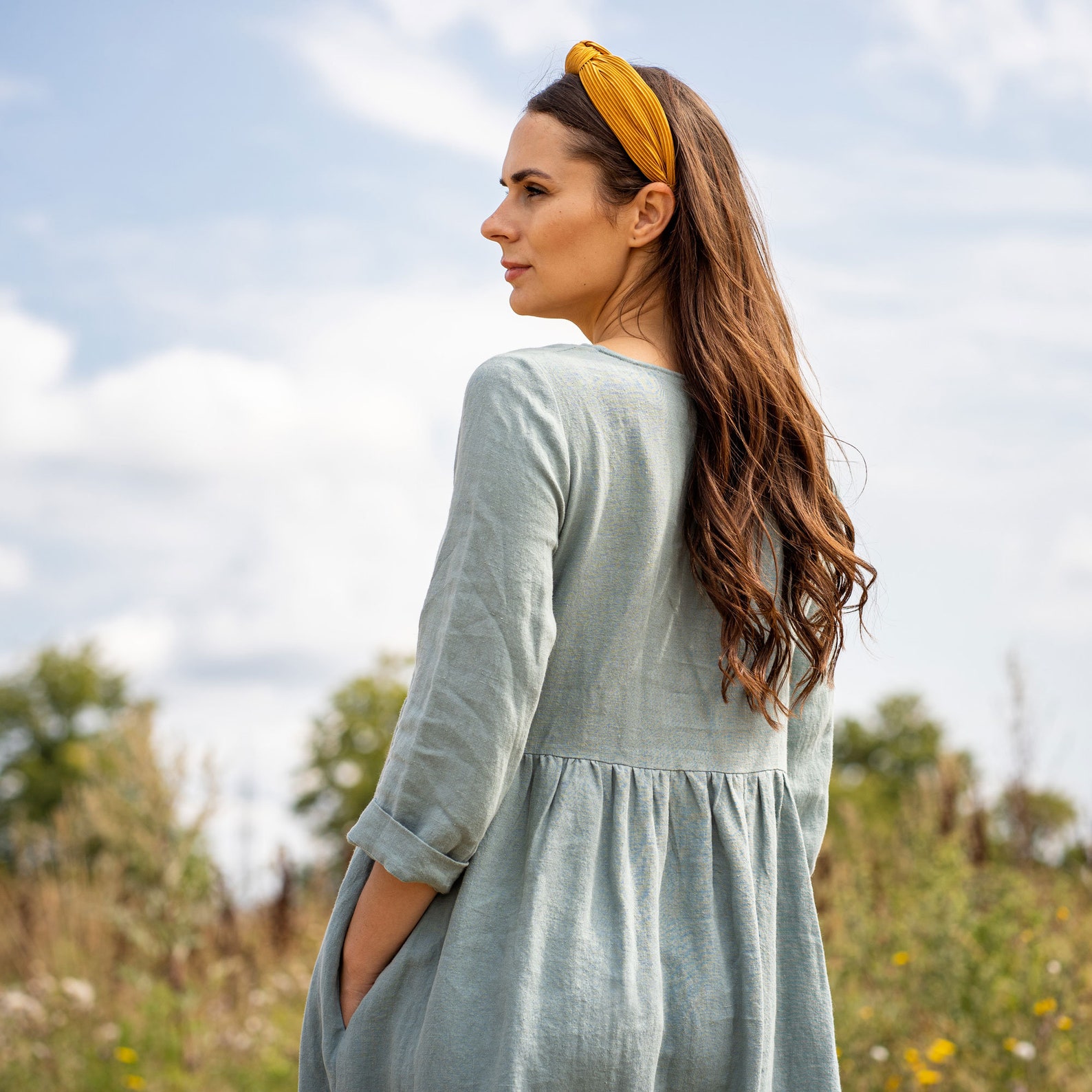 Natural 100% Linen Dress for Women Smock Dress Summer Dress Vacation ...