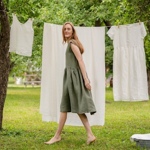 Smock Linen Dress Linen Summer Dress Midi Dress Eco Friendly Dress 100% ...