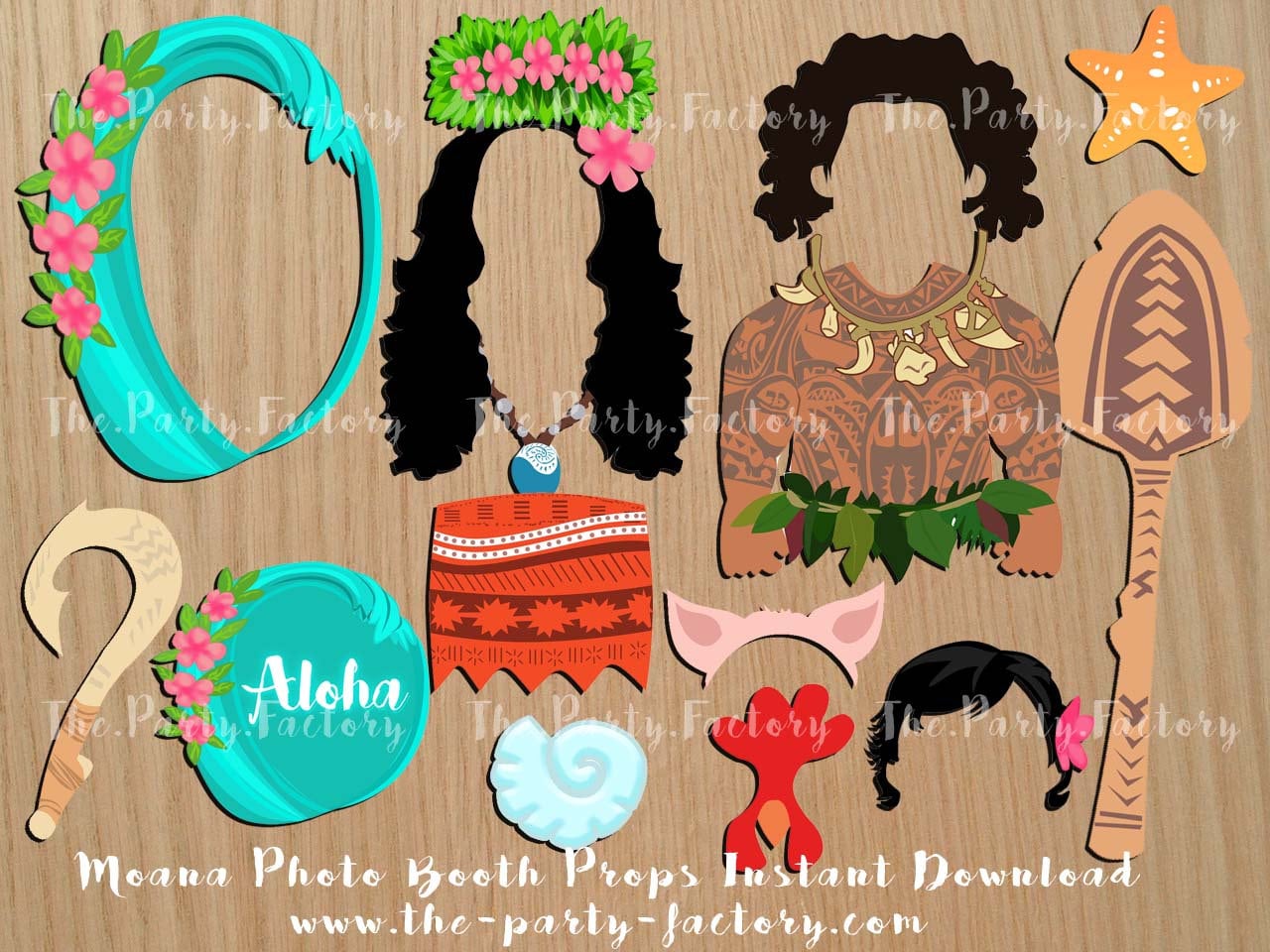 Moana Themed Photo Booth Props Instant Download PRINTABLES | Etsy