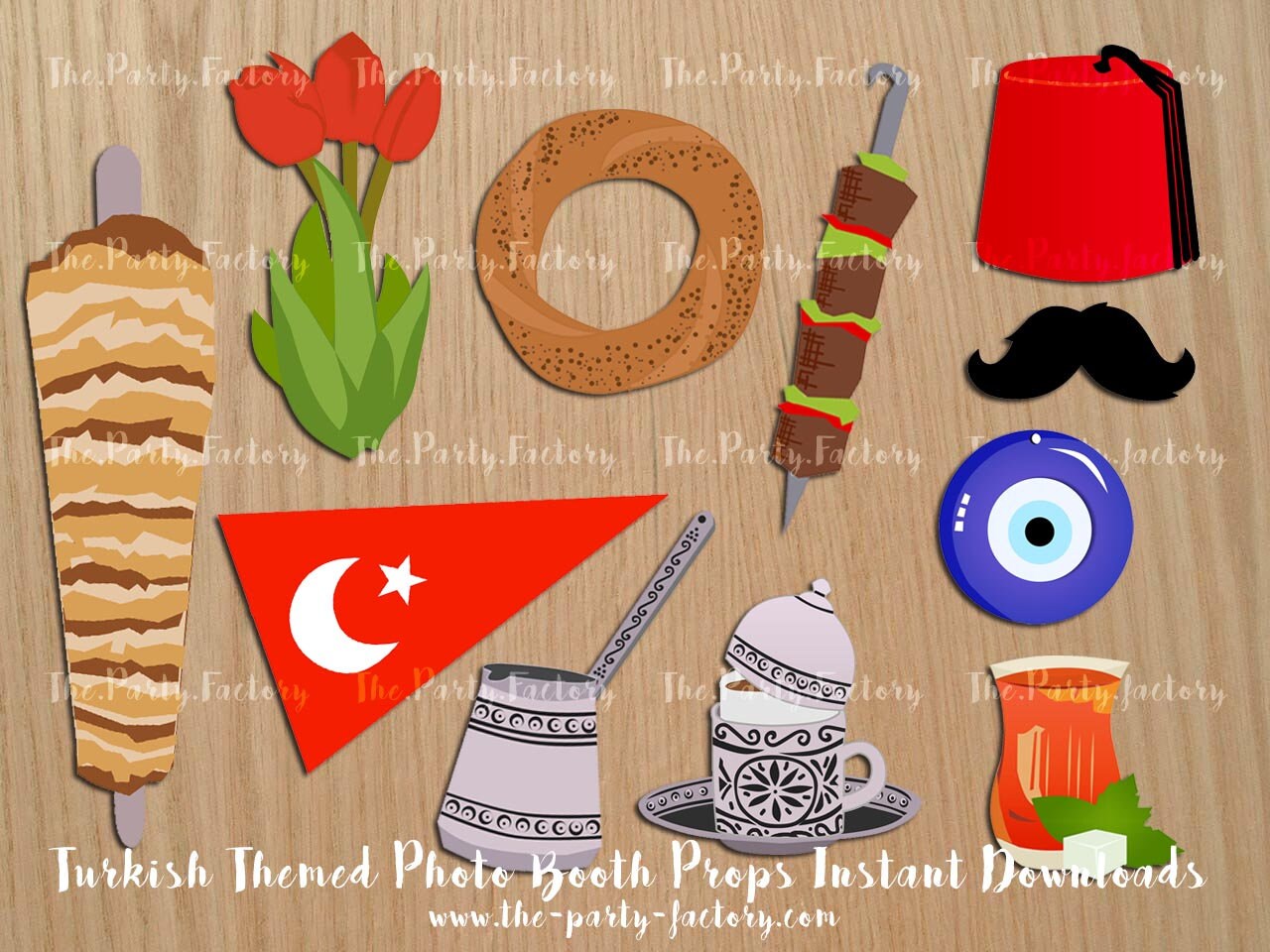 Turkish Themed Photo Booth Props Instant Download PRINTABLES - Etsy