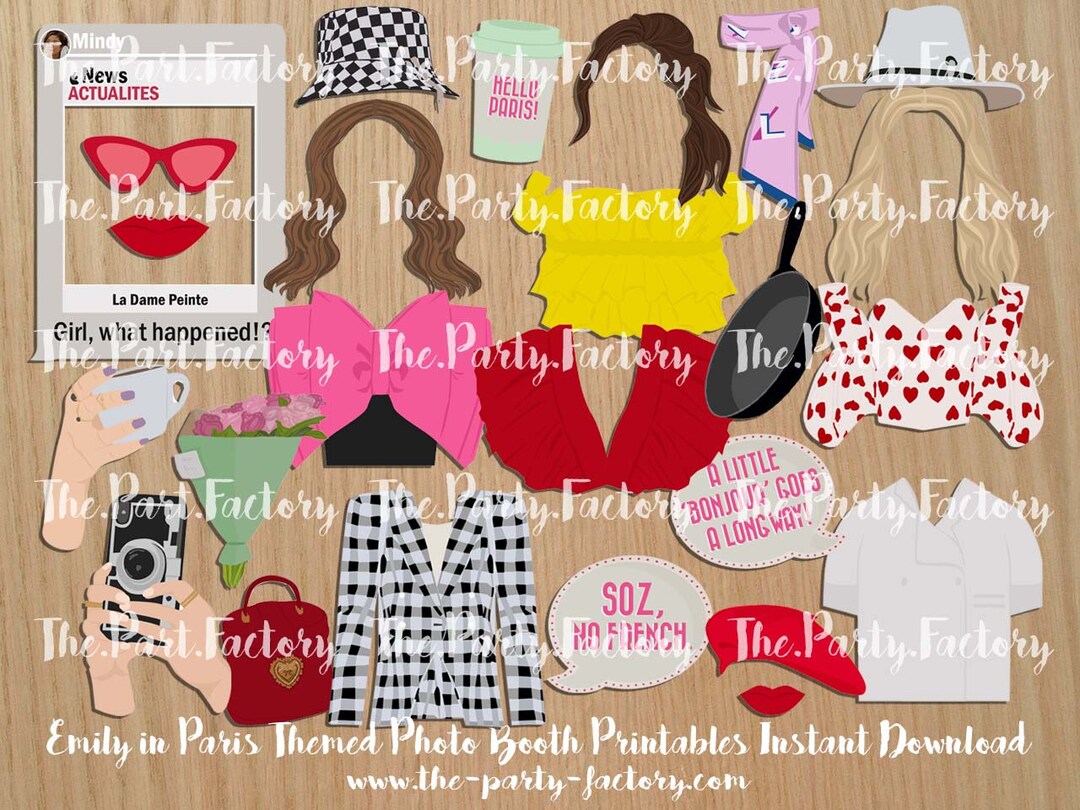 Emily in Paris Themed Photo Booth Props, PRINTABLES, Instant Download ...