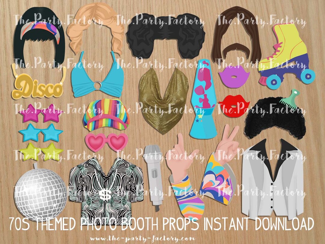 70's Themed Photo Booth Props Instant Download, PRINTABLE, Digital File ...