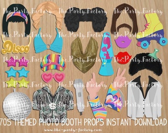 70's Themed Photo Booth Props Instant Download PRINTABLE - Etsy