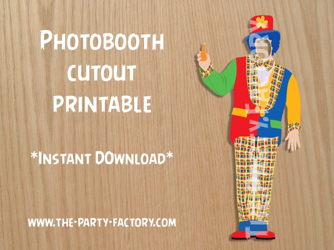 Clown Themed Photo Booth Cutout Stand Instant Download, PRINTABLE ...