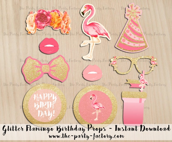 Pink Flamingo Photo Booth Props Instant Download PRINTABLES | Etsy