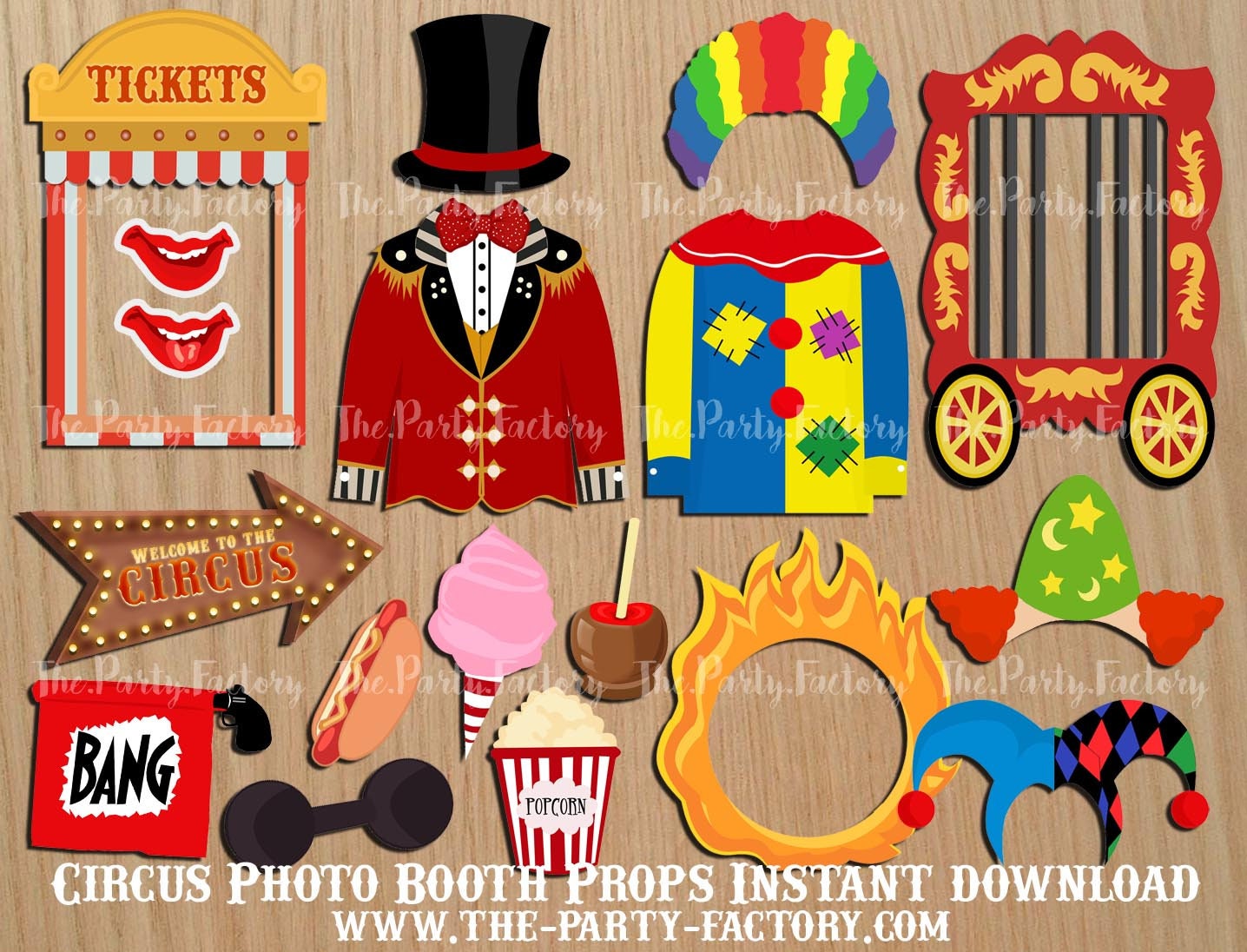 Circus Themed Photo Booth Props Instant Download, PRINTABLES, Digital ...