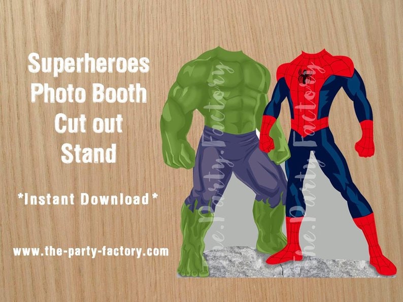 Superheroes Photo Booth Cutout Stand Instant Download - Etsy India