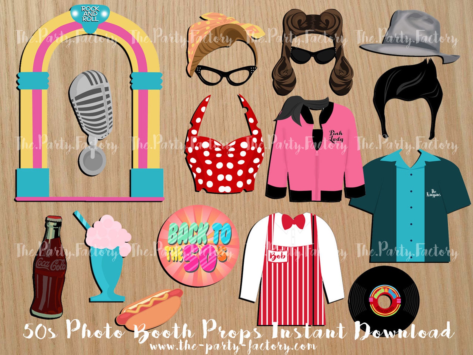50's Themed Photo Booth Props Instant Download PRINTABLE - Etsy