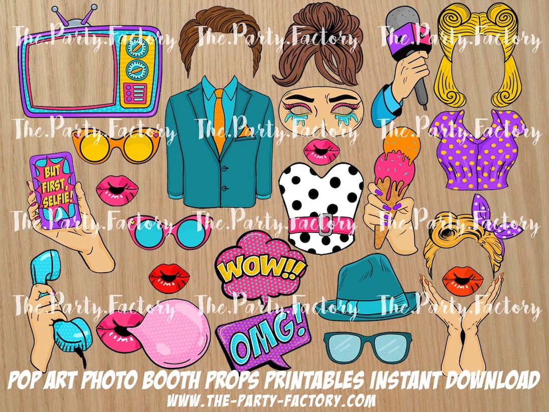 POP Art Themed Photo Booth Props Instant Download, PRINTABLES, PDF File ...