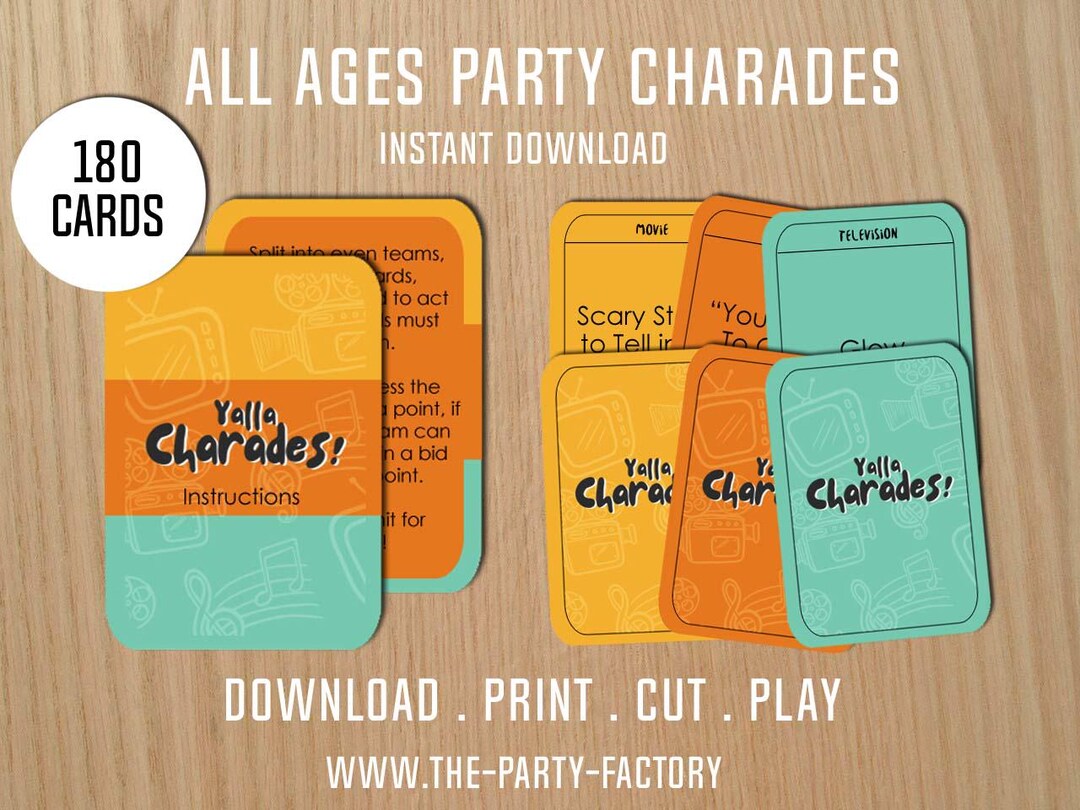 Printable Charades Game for All Ages, Printable Party Acting Game, PDF ...