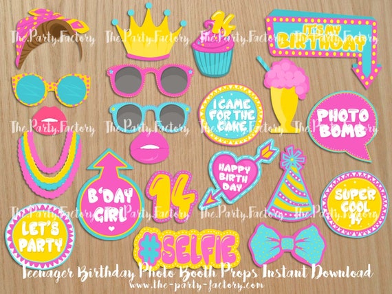 Girly Colorful Photo Booth Props Instant Download PRINTABLES - Etsy