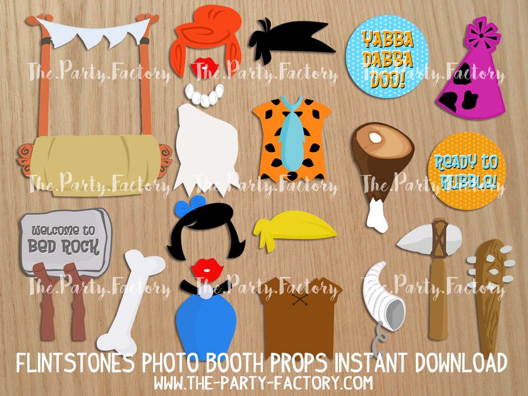 Flintstones Themed Photo Booth Props Instant Download, PRINTABLES ...